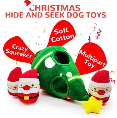Santa Claus Snowman Dog Toys Hide and Seek Puzzle - Pet Clever