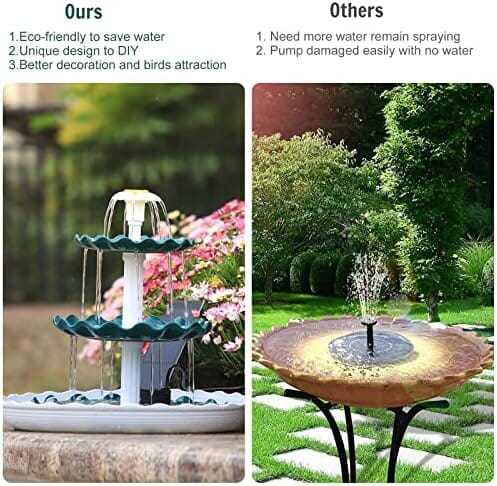 3 Tiered Bird Bath with 3.5W Solar Pump DIY Solar Fountain - Pet Clever