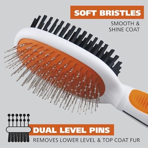 Pet Double Sided Pin Bristle Brush with Patented Stacked Pin Design fo ...