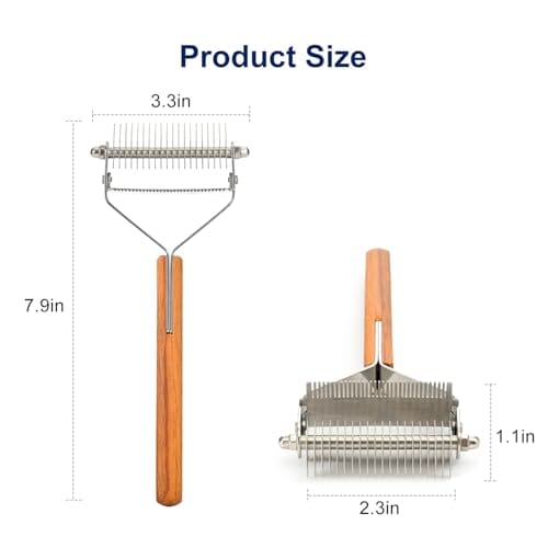 Undercoat Rake Grooming Tool with Wooden Handle for Dogs & Cats - Pet ...