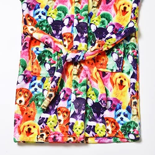 Dog Print Girls Bathrobes Kids Hooded Robes - Pet Clever