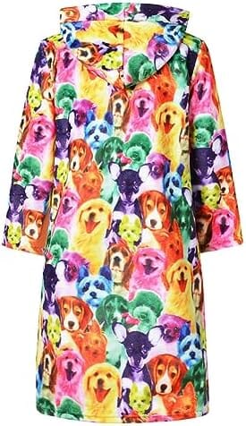 Dog Print Girls Bathrobes Kids Hooded Robes - Pet Clever